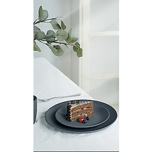 Famiware Moon Dinnerware Sets for 4, 12 Piece Stoneware Plates and Bowls Sets with Speckled Design, Matte Dish Set, Microwave and Dishwasher Safe, Charcoal