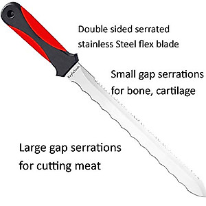 Keyfit Tools DOUBLE SIDED SERRATED STAINLESS STEEL All Purpose Kitchen Saw Knife One Side with Saw Blade Serrations The Other With Slicing Serration
