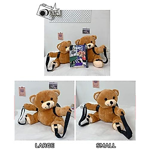 AONUOWE Kawaii Backpack with 3D Plush Bear Teens Girls Schoolbag Teenager College Student Aesthetic Bookbag Furry Daypack (Small)