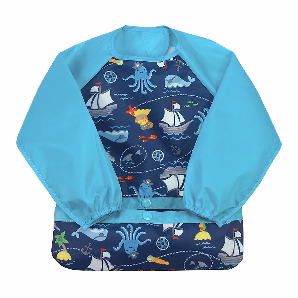 green sprouts Easy-wear Long Sleeve Bib | Waterproof Protection | Flipped Pocket, Soft Material, Easy Clean Smock 2T-4T (Pack of 1)