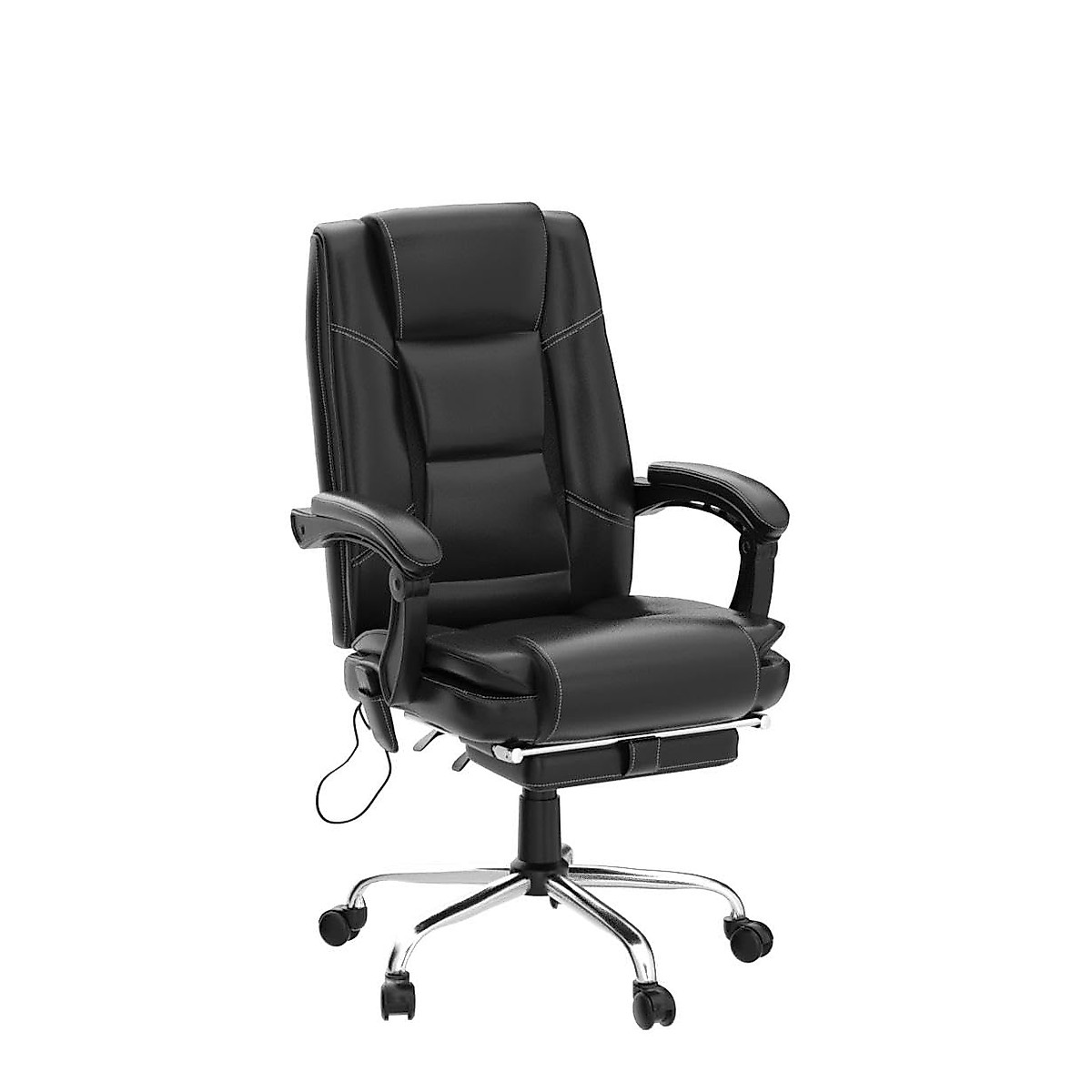 HOMREST Ergonomic Executive Office Chair, Massage Office Chair with Heated PU Leather Adjustable Height Reclining Office Chair with Foot Rest Armrest, Lumbar Back Support Home Office Desk Chairs