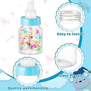 36 Pcs 3.5 Inch Baby Bottle Shower Favor Mini Plastic Candy Bottle Clear Plastic Baby Bottles for Baby Shower Mini Baby Bottle Feeding Bottle Candy Box for Baby Shower Favor Gift Decor (Blue)