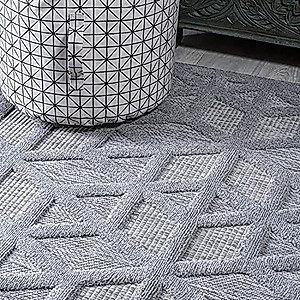 JONATHAN Y IBZ102C-8 Talaia Neutral Geometric Indoor Outdoor Area-Rug Bohemian Geometric Easy-Cleaning Bedroom Kitchen Backyard Patio Porch Non Shedding, 8 X 10, Light Gray