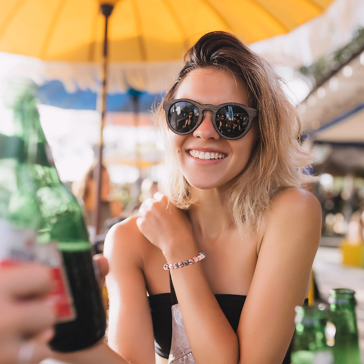 Seyaa Bracelet for Women, Pink Zebra Jasper Bracelet, Birthday Valentines Day Gift for Her Teen, Natural Crystal Stone