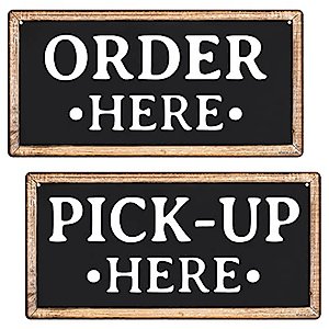 ATX CUSTOM SIGNS - Order Here and Pick Up Here Signs 2 Pack Black and White