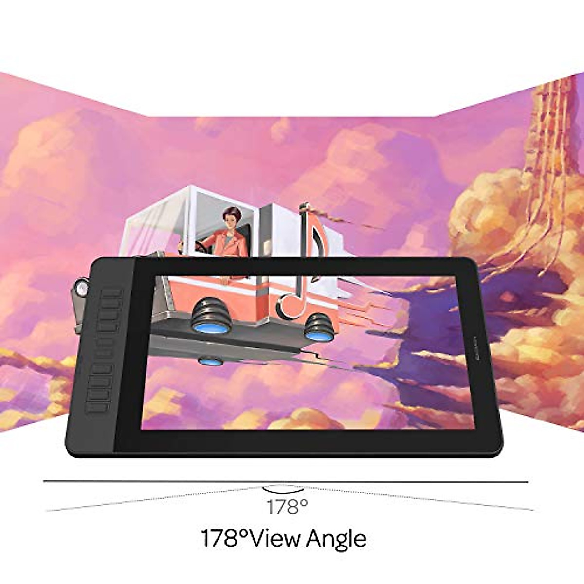 Drawing Tablet with Screen GAOMON PD1561 15.6 Inches Full HD IPS Drawing Monitor with 8192 Levels Tilt Support Battery-Free Pen and 10 Shortcut Keys Pen Tablet for Mac, Windows PC