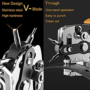 Leather Hole Punch Tools Multifunction Hole Puncher,Very Effortless Get Perfect Holes for Leather and Belt,Cardboard,Plastic,Creative Gifts for DIY Lovers