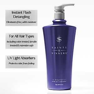 Saints & Sinners Velvet Divine Daily Conditioner for Dry, Moisture-Starved, Damaged Hair - Repair, Strengthen, Detangle & Eliminate Frizz