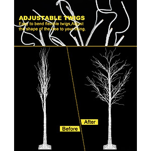 CUJGT Lighted Tree, 6 Ft 128 Led Birch Tree with Fairy Lights for Decoration Inside Outside, Birch Tree with Led Lights for Christmas Halloween Holiday Wedding Home Room Decor