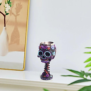 Novelty Skull Wine Goblet Gothic Ossuary Palm Skull Skeletal Bones Armor Wine Cup Resin Body Goblet Drinking Cup Party Drinkware Halloween Decor Accessories for Party (Skull Purple)