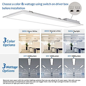 CycevSun 2x2 LED Flat Panel Light, Drop Ceiling Light 3 Color Temp Selectable & 0-10V Dimmable, 20W/30W/40W Selectable, 100-277Vac, ETL, 4 Pack