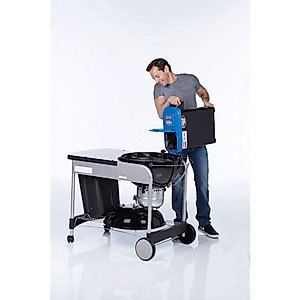 Kingsford Charcoal Storage Container - Charcoal Bin Holds Up to 22 LB Capacity, Stackable Black Bin, Heavy Duty Grip Handle, Blue Flip Lid, for Charcoal Pellets, Wood Pellets, Smoker Pellets