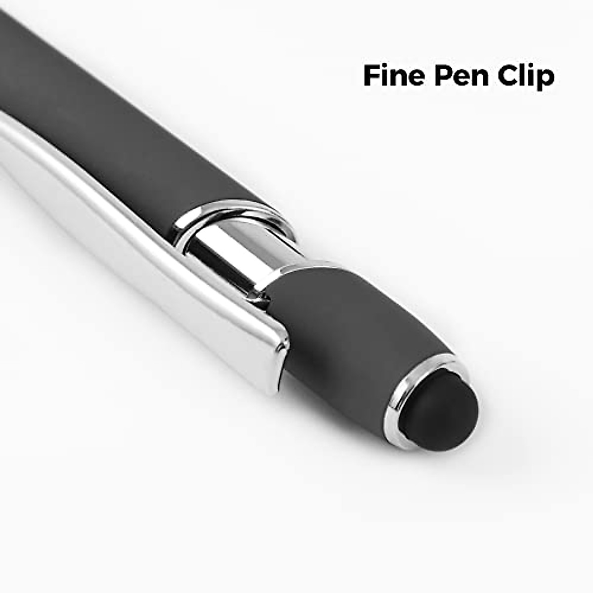 habibee Ballpoint Pen with Stylus Tip 12 Pack, 1.0 mm Black Ink Metal Pen, 2 in 1 Stylus Pen, Stylus Ballpoint Pen for Touch Screens (Mixed Color)