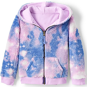 Lands' End Pattern Sherpa Lined Hoodie Lilac Thistle Galaxy Tie Dye Kids XX-Large 525169