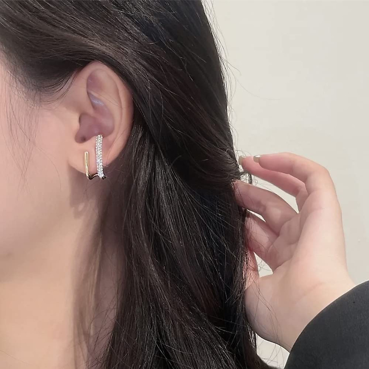 Bar Earrings Gold Bar Stud Earrings Type C Thick 14K Gold Plated Simple Hypoallergenic Jewelry Gifts For Women