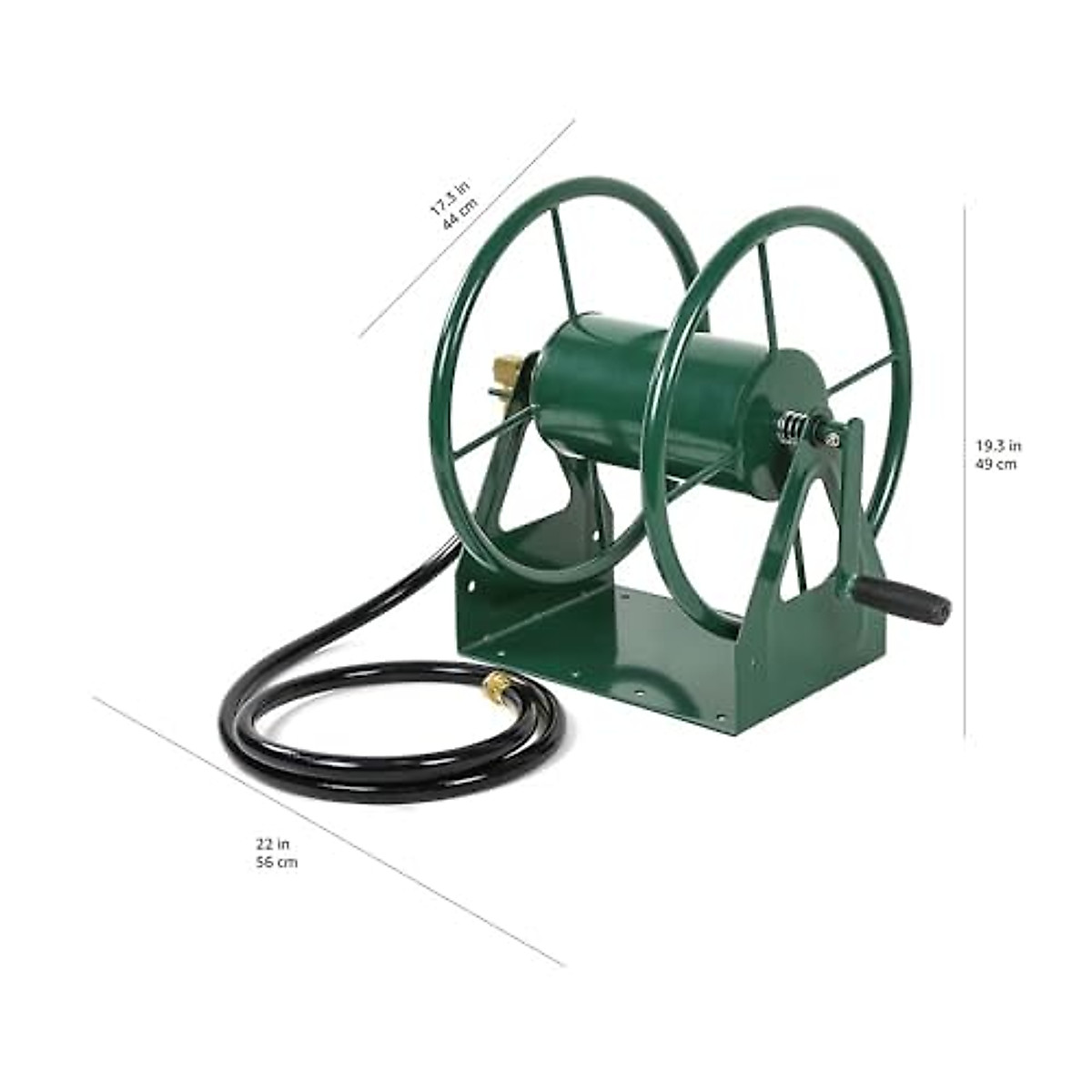 Amazon Basics Wall/Floor Mount Garden Hose Reel with 5-Ft. Leader Hose, Holds up to 200-Feet, Bronze,green