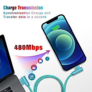 Jeercor iPhone Charger Cord Right Angle Lightning Cable 6FT 5 Pack 90 Degree Nylon Braid Charging Cord Fast Charging Compatible for iPhone 12/12pro/11/11pro/XS/MAX/XR/X/8P/8/7P/7/6 iPad