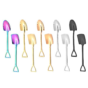 10Pcs Shovel Spoons Stainless Steel Spoon Reusable Dessert Spoons for Coffee Tea Ice Cream Fruit Sugar Cake