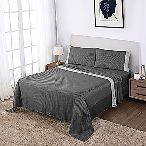 Anne Klein Westhill Dot, 100% Cotton Sateen Sheet Set, with Flat Sheet, Fitted Sheet, Pillowcases,Full, Black