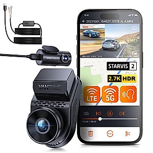 【Bundle: Vantrue S1 PRO Dual Dash Cam + Vantrue Hardwire Kit】 Vantrue S1 Pro 2.7K Front and Rear 5G Wi-Fi Dash Cam, 1944P Dual Hidden Dash Camera for Cars, STARVIS 2, Voice Control