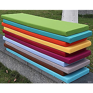 Hruile 2 3 Seater Garden Long Bench Cushion Pad Mat with Fixing Ties, 5cm Thick Bench Seat Cushion Pad, Waterproof Seat Pad for Outdoor Patio Furniture Swing Chair, Blue, 60x30cm