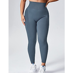 YEOREO Women Seamless Workout Leggings Gym High Waist Smile Contour Yoga Pants Navy X-Large