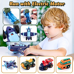 KODATEK Take Apart Toys for 4 5 6 7 8 Year Old Boys Girls, with Engine & Electric Drill Tool, Kids Tool Set Play STEM Building Toys, Learning Construction Toys