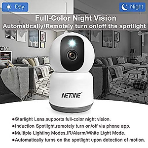 Netwe 4MP Security Camera WiFi IP Camera Dual Band 5Ghz/2.4Ghz Indoor Home Wireless Camera for Dog Pet Baby Nanny Monitor Camera Cam Night Vision Tow Way Audio Motion Human Detection SD Recording