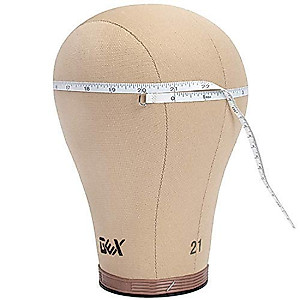 GEX 22" Canvas Cork Wig Block Mannequin Head for Wig Making Drying Styling Display with Table C Clamp Stand Holder (Light Brown 22")
