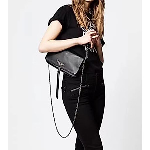 Meboer Women's Casual Leather Chain Crossbody Shoulder Bag Party Clutch Bag, Black