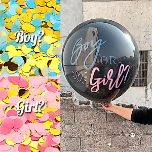 Gender Reveal Balloon, 36" Boy or Girl Balloons with Blue and Pink Confetti Decorations, Baby Gender Reveal Party Supplies Kit for Baby Shower, Gender Reveal Party
