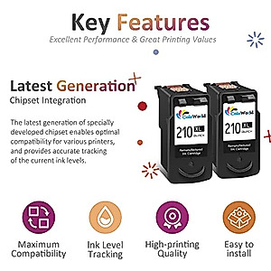 ColoWorld Remanufactured 210XL Black Ink Cartridge Replacement for Canon 210 PG-210XL Use for Canon Pixma MX410 MX350 MP250 MP495 MX330 MX340 MP280 MP480 MP490 Printer (2 Black, 2 Pack)