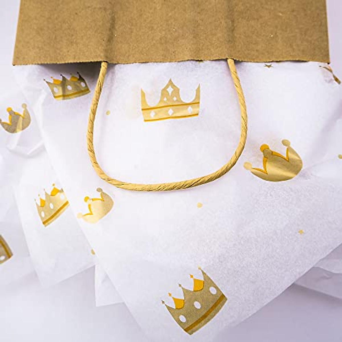 MR FIVE 30 Sheets White and Metallic Gold Tissue Paper Bulk,20" x 28",Gold Tissue Paper for Gift Bags,DIY and Crafts,Gift Wrapping Paper for Weeding,Graduation,Birthday