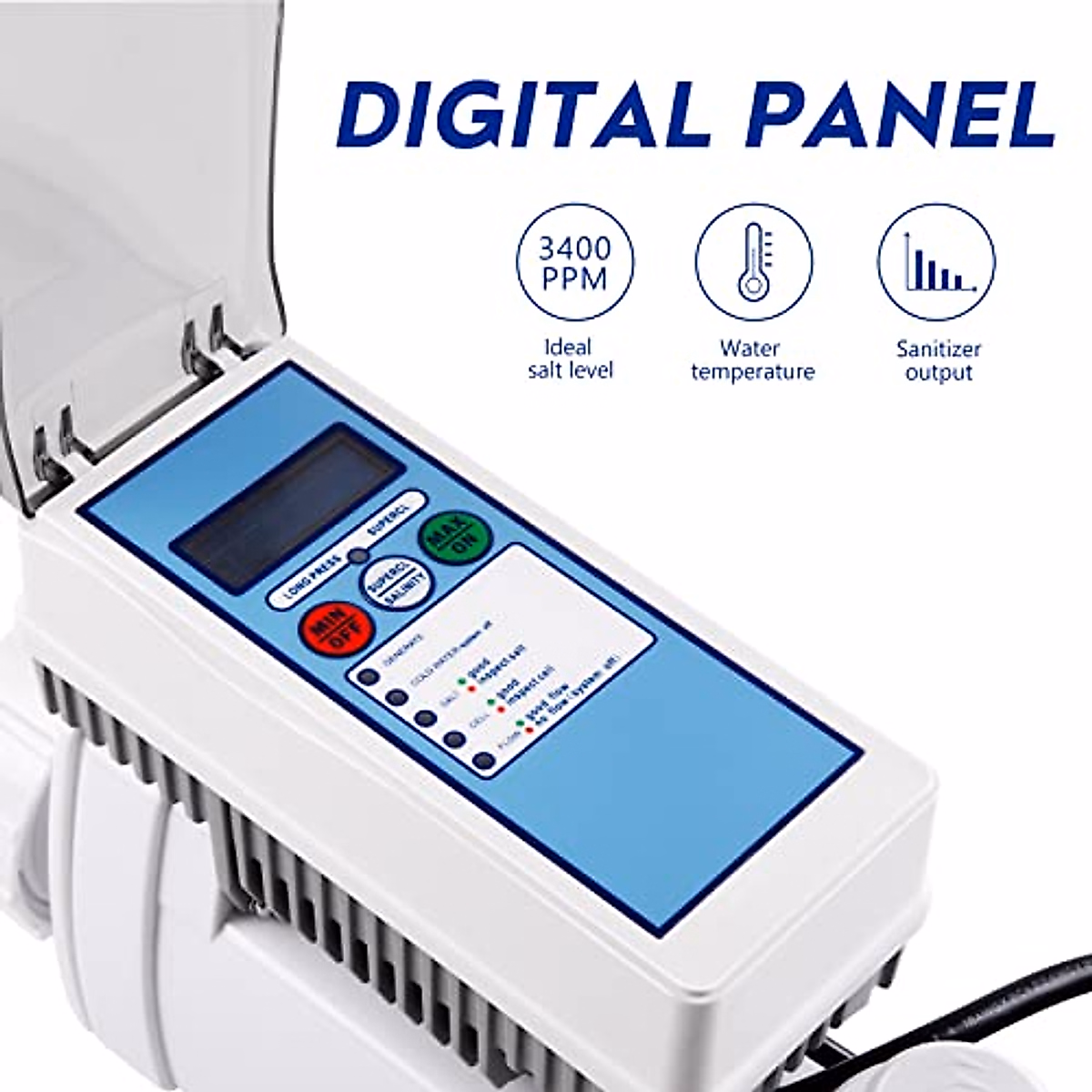 Replacement Salt Cell for Pool- Compatible with Pentair Intellichlor IC40, Independent Flow Switch and Control Box, Up to 40K gallons Salt Pools, 2 Year USA Limited Warranty, BLPTC 40P