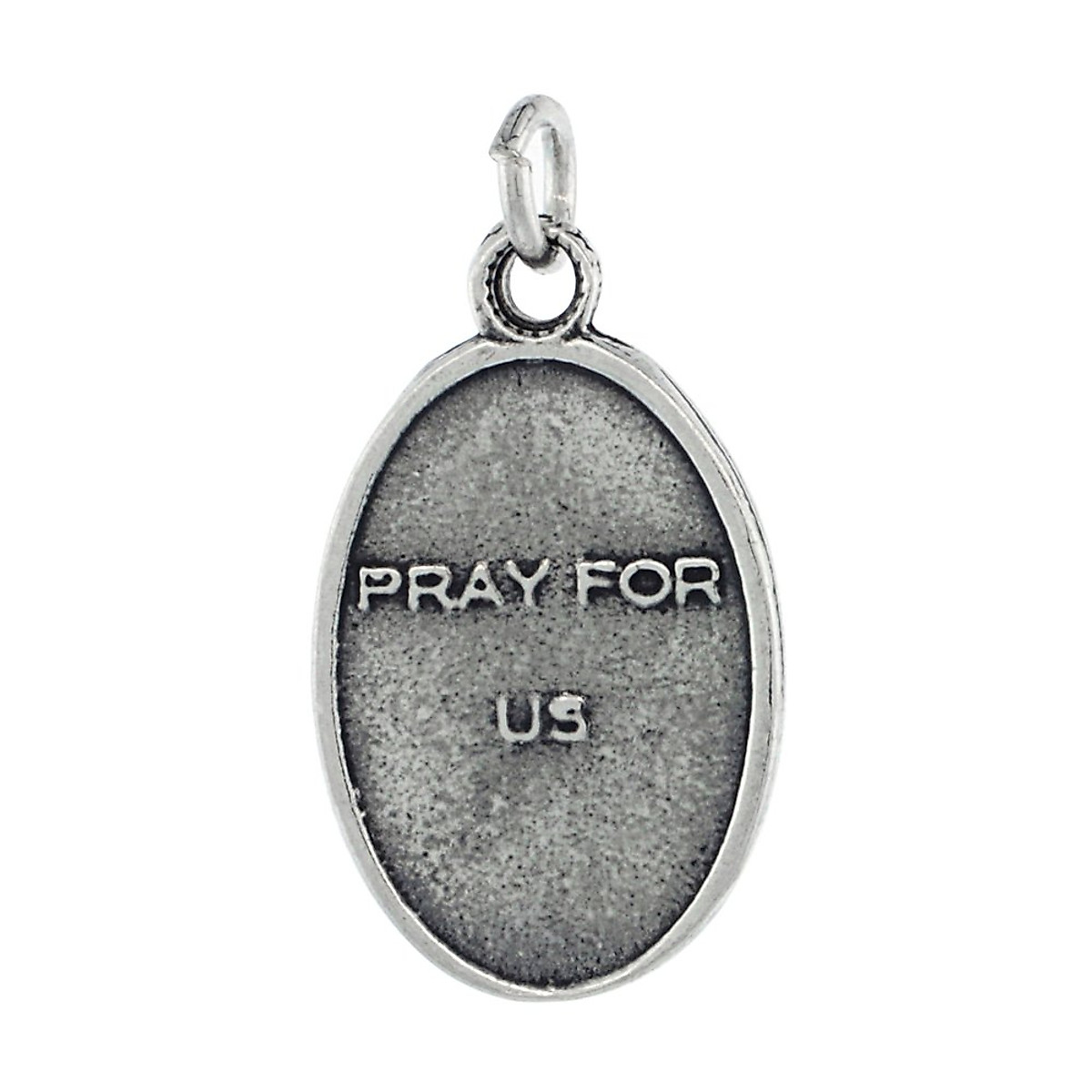 Sterling Silver St Martha Medal Pendant Oxidized finish Oval 1 inch