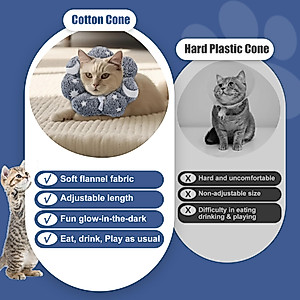 MABOZOO Adjustable Cat Cone Collar Glow in The Dark, Pet Recovery Collar Elizabethan Collar for Kittens Cats After Surgery, Pet E Collar Neck Cone After Surgery for Small Animal Stop Licking(S)