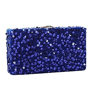square Sequins Cocktail Wedding Engagement Handbag Evening Bag Purse Clutch Pouch7.09' x 3.94' x 1.97'(inch) (Blue)