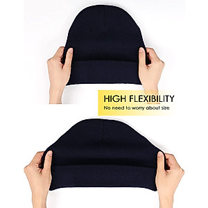 2-Pack Men's Standard Daily Beanie Hat Classic Cuffed Plain Skull Knit Winter Cap for Men & Women Warm Snug Slouchy Soft Headwear Unisex (Black&Dark Grey 2pcs)