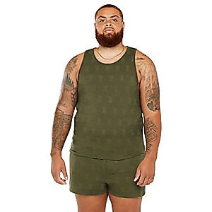 Savage X, Men's Flocked Monogram Tank, Deep Forest Green, M