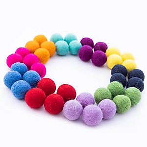 Felt Pom Poms - Wool Felt Balls - 10 Vibrant Colors - 40 Pieces - 2cm (~0.8 inch) Size Each - Craft - DIY - Handmade 100% New Zealand Wool