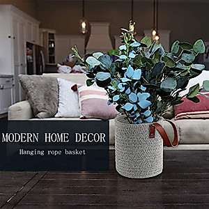 Clubasket Wall Hanging Rope Basket Small Woven Basket Hanging Storage Rope Basket Cotton Rope Basket Storage Bins for Home Décor, Baby Nursery (M-Grey06)