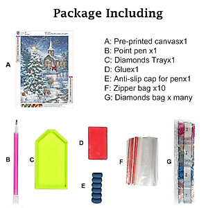 DIYDECORFUN Christmas Tree Diamond Painting Kits for Adults, 5D Diamonds Art Cabin, Winter Paint with Diamonds Round Full Drill Gems Art, Snowman Diamond Dots Art Kits for Beginners (12x16Inch)