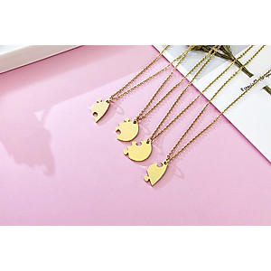 MEALGUET Personalized Name Initial Stainless Steel Heart Shape BFF Puzzle Pendant Necklace 2/3/4/5 Pieces for Family Lover Best Friend Soulmate Matching Necklace Set customized19 Chain