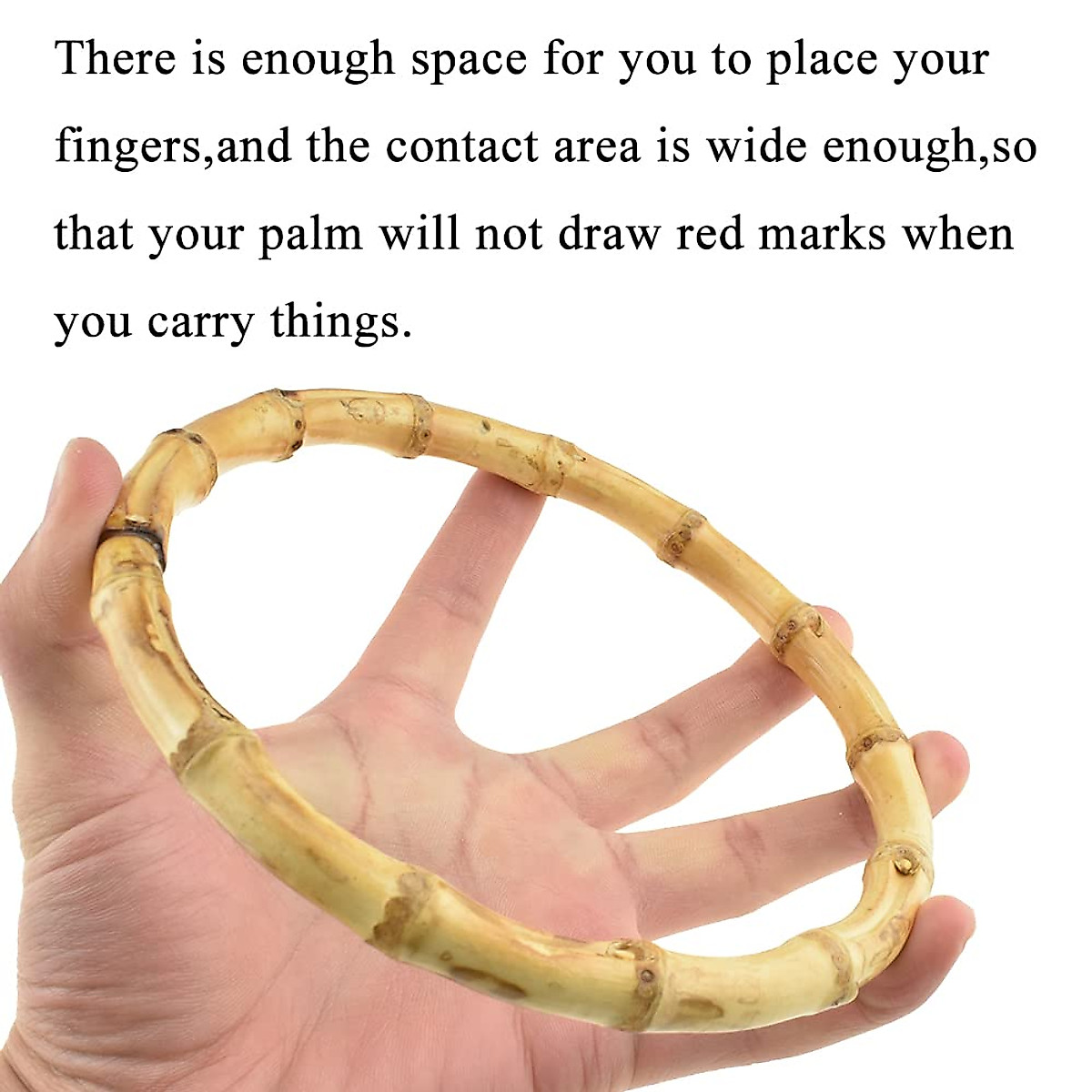 Hahiyo Bamboo Purse Handle Round Wooden Rings Holders Inner Diameter 5.5inch Sturdy Roomy to Place Fingers No Rough Spots Wood Thorns No Strong Smell for DIY Beach Summer Bag Crocheted Handbag 2PCS