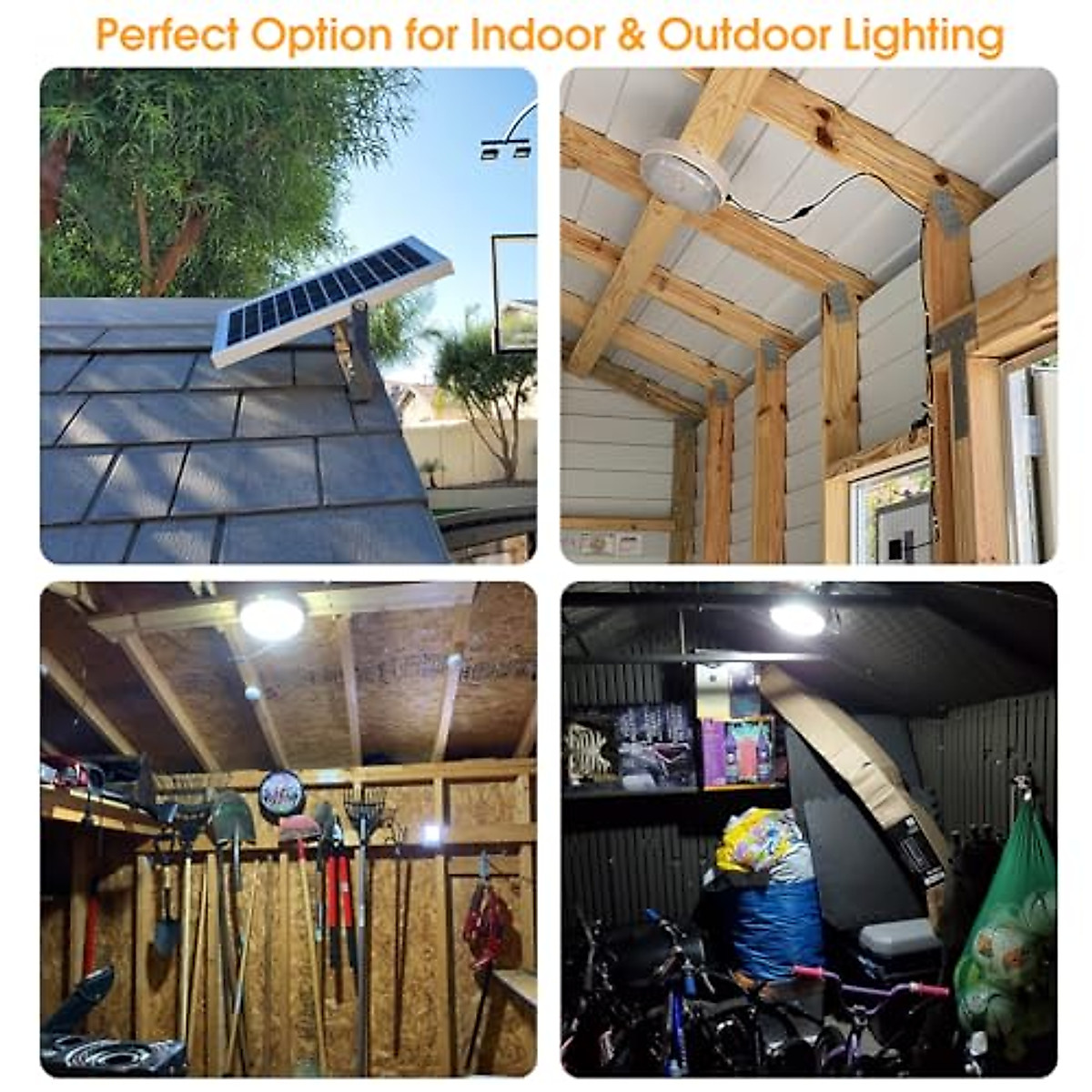 SunBonar Solar Lights Indoor Home Intelligent Solar Ceiling Light with Remote, Cool White/Warm White 1000Lumen Outdoor Solar Shed Light with ON/Off Switch for Barn, Porch, Patio, Carpot, Chicken Coop