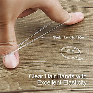 EAONE Clear Elastic Hair Rubber Bands, 1500pcs No Damage Mini Hair Ties Small Tiny Ponytail Holder, Hairstyling Accessories for Women Girls, 20mm in Diameter and 2mm in Width