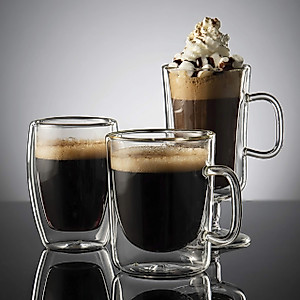 Luigi Bormioli Double Walled Irish Coffee Mugs - 8½ Oz (2 Pack) Insulated Tea Glasses, Drinking Glasses, for Latte, Espresso, Cappuccino, Desert Dish, Thermal Shock Resistant, for Hot - Cold Beverages