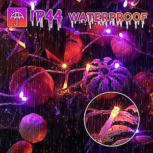 Ollny Halloween Lights Outdoor 240LED 80FT - Orange and Purple String Lights - 8 Modes IP44 Waterproof UL588 Timer Memory Plug in for Party Garden Yard Patio Tree Fence Indoor Halloween Decorations
