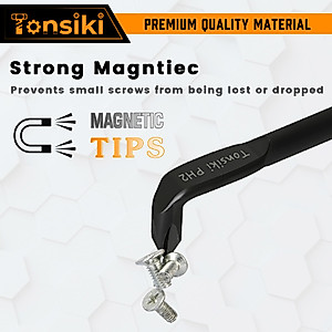 Tonsiki 2PCS Right Angle Offset Screwdriver Set, 90 Degree Z-Type Double End Screwdriver with Phillips and Slotted, Bent Low Profile Screwdriver, 15mm Flat Elbow Design for Tight Narrow Space