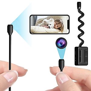 Mini WiFi Camera, 1080p X7 Remote Secret Spy Camera with Small Adjustable Snake Lens, Portable Night Vision Hidden Camera,Record Video, Motion Detection, for Indoor Outdoor